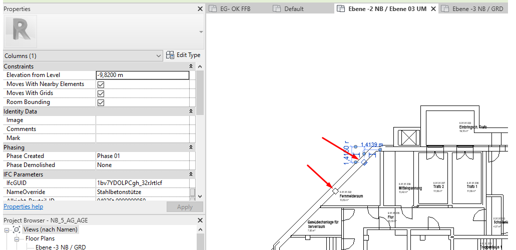 Incorrect column mapping when opening IFC in Revit