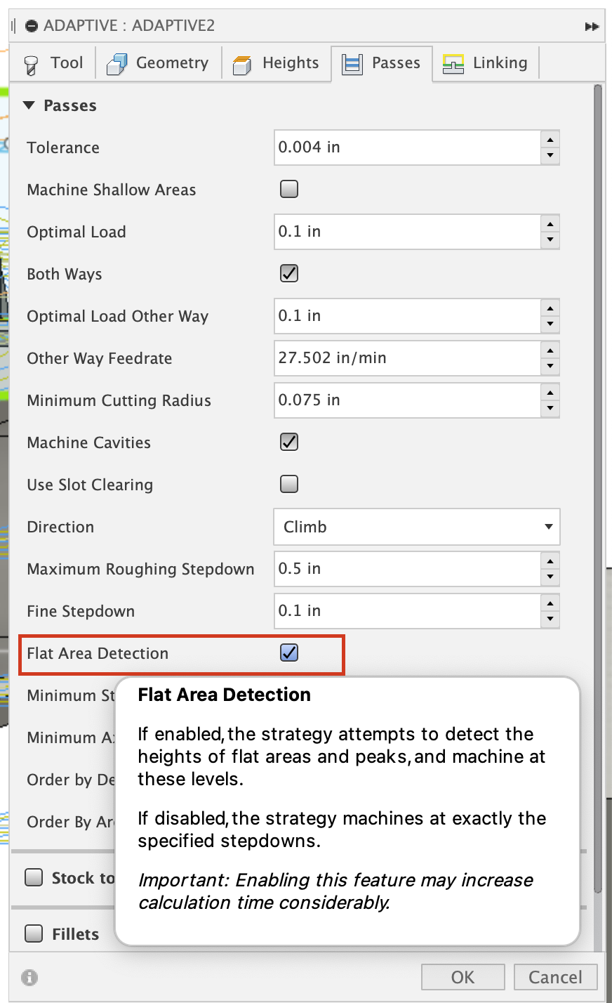The Adaptive toolpath isn't removing the excess stock in the Fusion