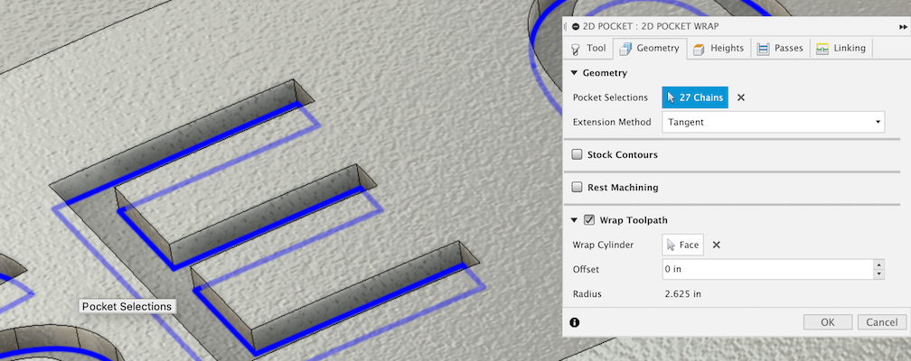 Side contours are being selected over floor contours in 2D Wrapped toolpaths in Fusion 360