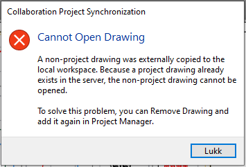 "Collaboration Project Synchronization" warning message when opening an ...