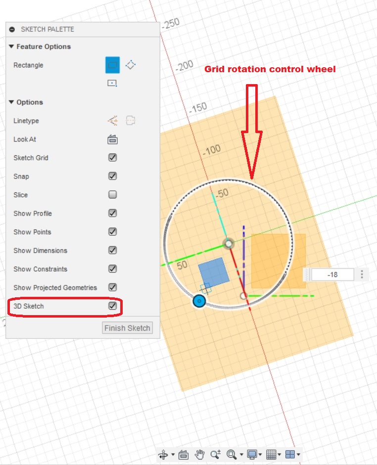 When creating a sketch on the angular plane which is colinear with the YZ plane then the sketch ...