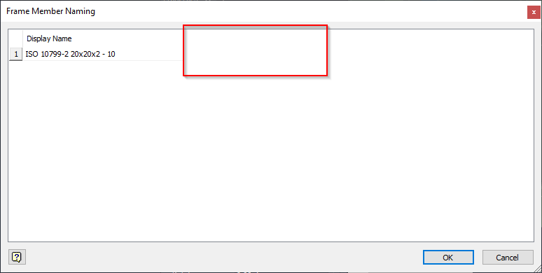 Missing column "File Name" in Frame Member Naming dialog in Inventor