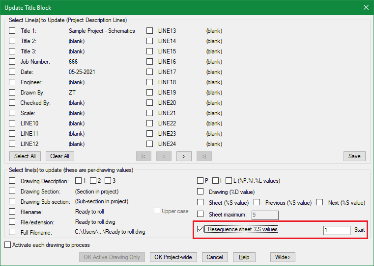 Sheet Number Value Is Removed When Running The Title Block Update In AutoCAD Electrical
