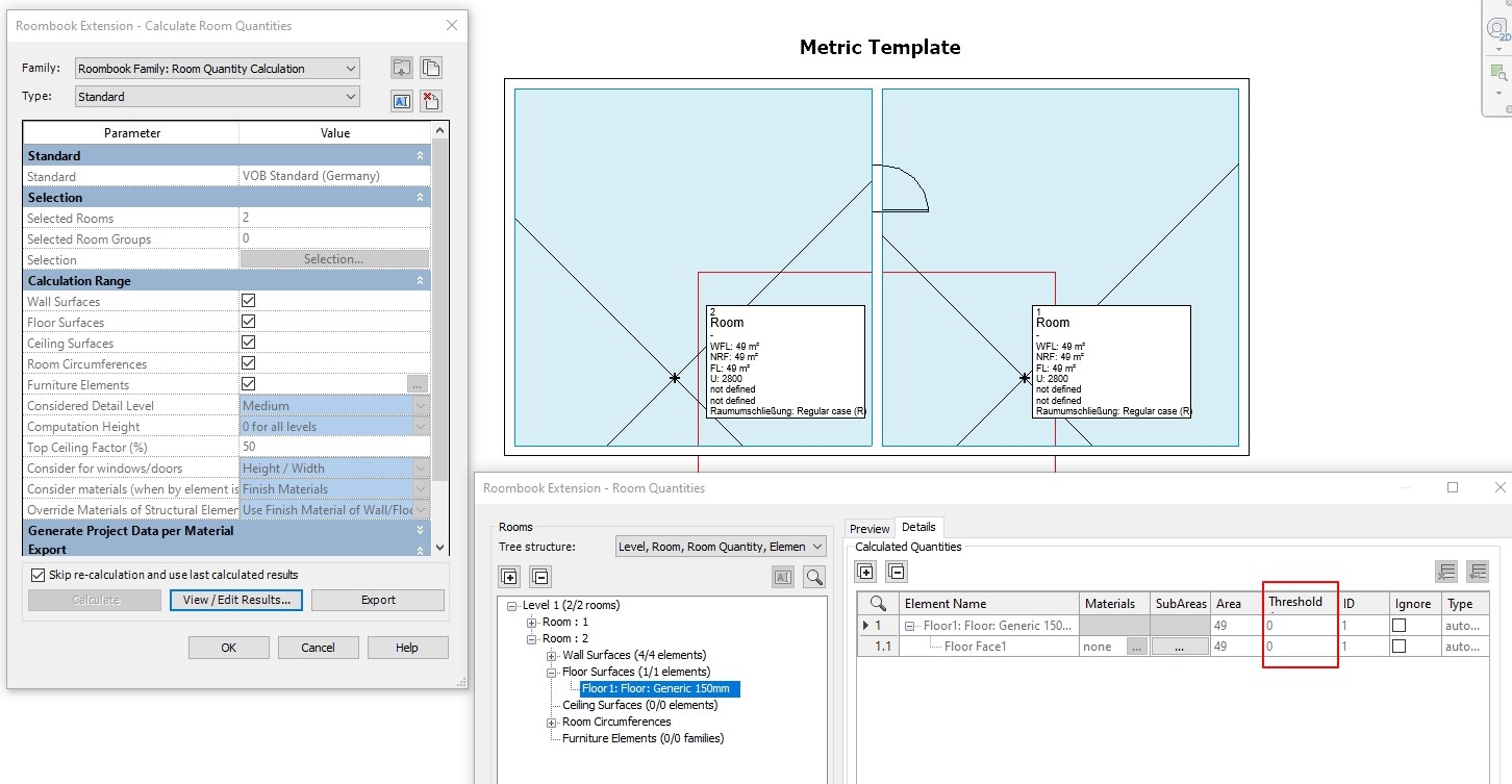 L'estensione Roombook per Revit non calcola l'area della soglia della ...