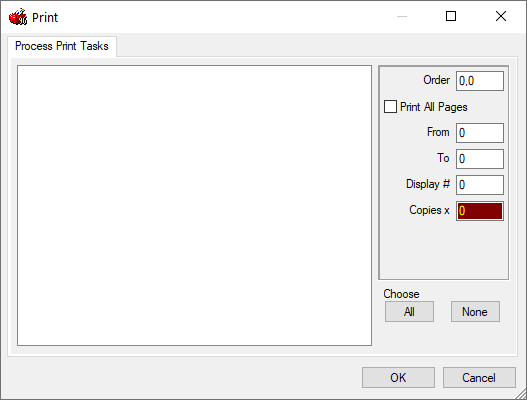 "Process Print Tasks" doesn't display any report or label in CAMduct