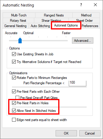 How to cut parts nested into holes before cutting the exterior profile in CAMduct