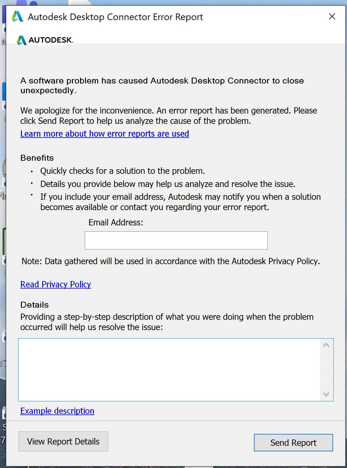 Top Level Exception When Running Or Installing Update For Desktop Connector