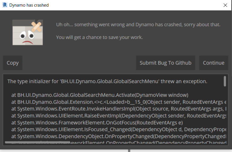 Dynamo Crashing When Trying To Launch Any Script Or Create A New Script