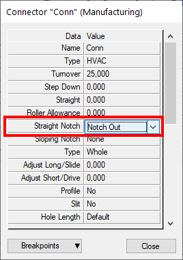 Seam - Connector corner not notched out on rectangular ducts in CAMDuct