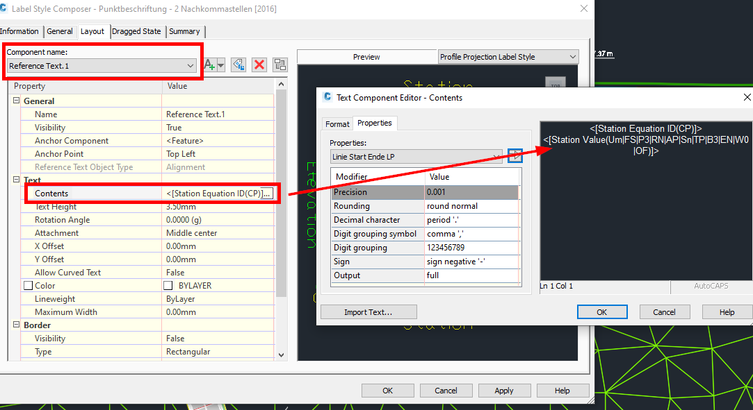 Objects projected and labeled in Profile View in Civil 3D show RAW ...