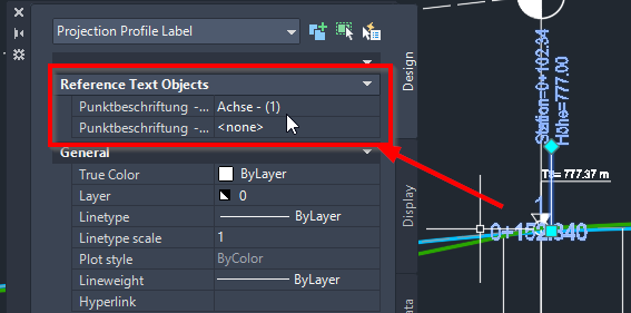 Objects projected and labeled in Profile View in Civil 3D show RAW ...