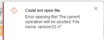 "Could not open file" message when opening a Fusion design