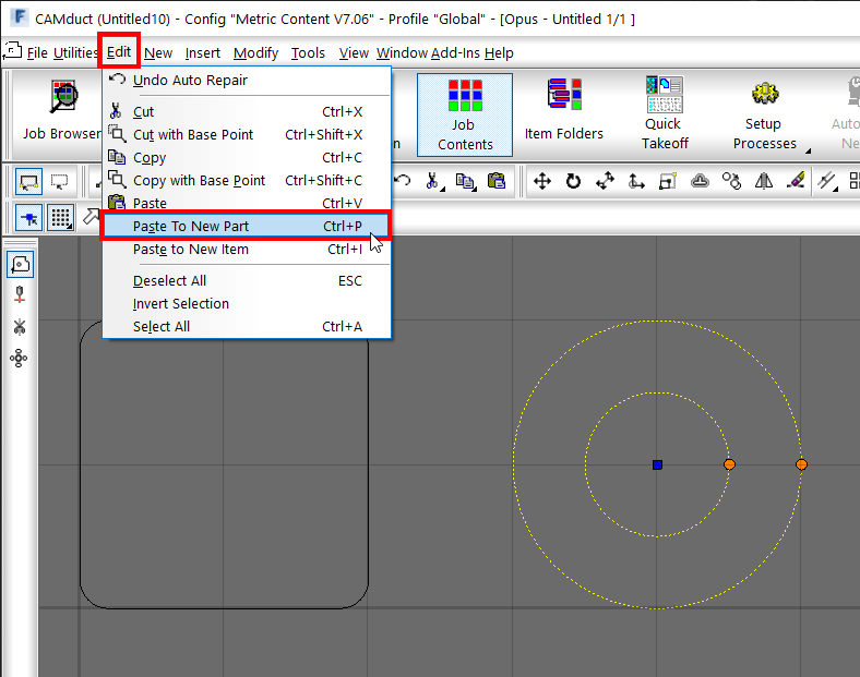 在 CAMduct 中排料后，Opus 零件或导入的 DXF 重叠