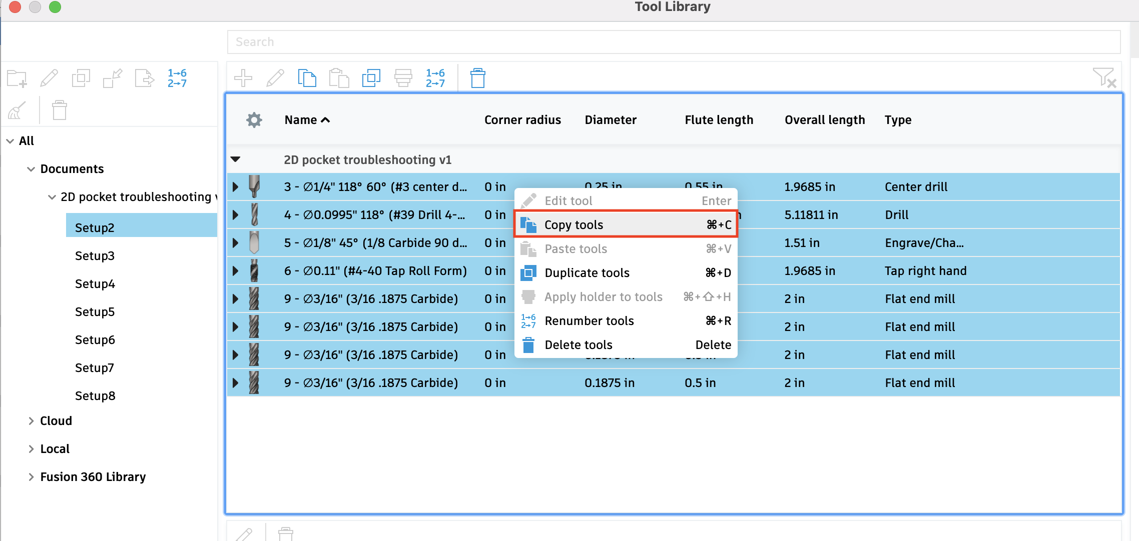 Previously used tools are missing/do not appear in Tool Library in Fusion