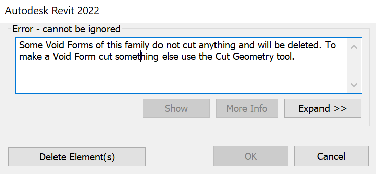 Cannot cut structural column with an in-place void in Revit