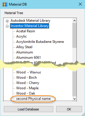 Material added to Inventor library does not appear in Nastran library