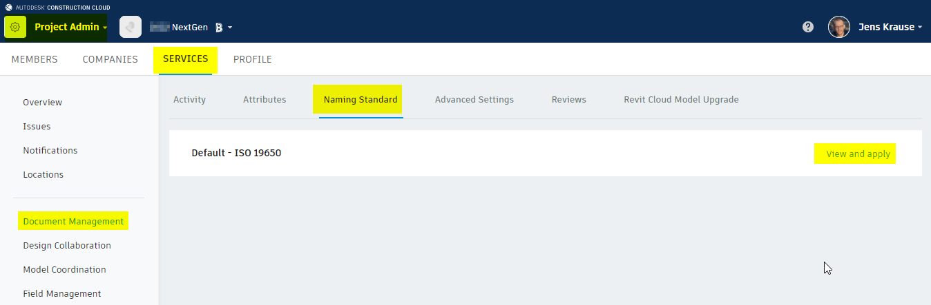 Can The Iso 19650 Naming Standard Convention Be Enabled In Bim 360 Nextgen Projects