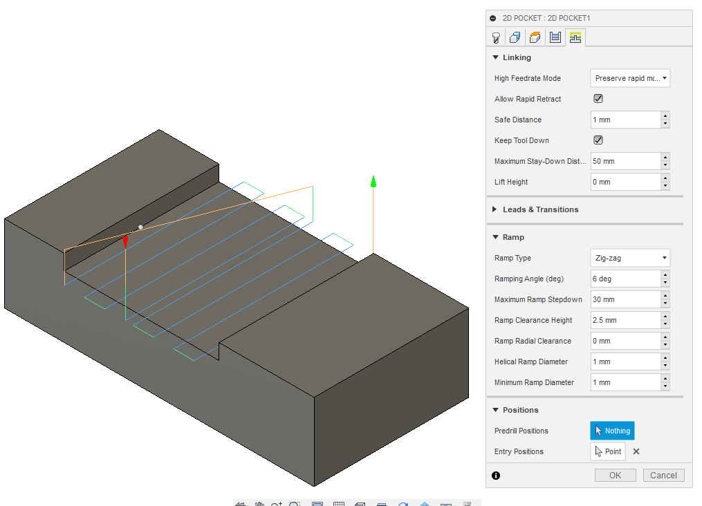 Ramp not applied to 2D pocket in Fusion