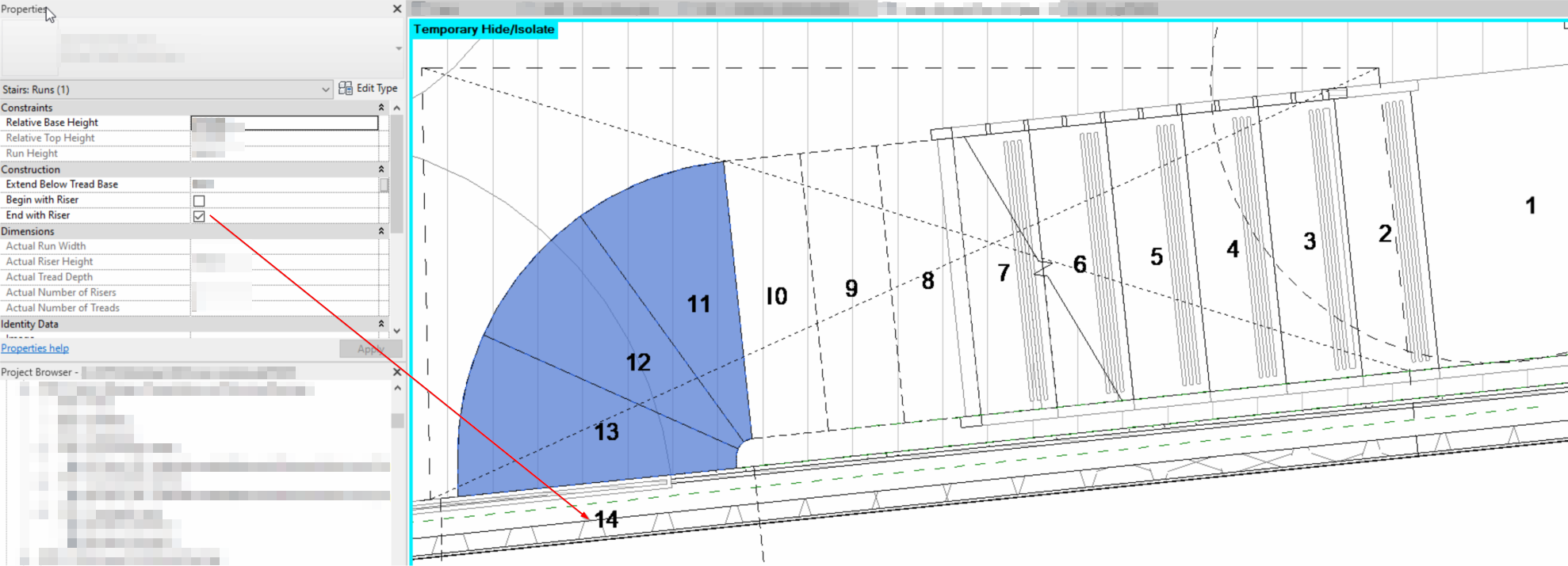Tread annotation is missing some numbers on stairs in Revit