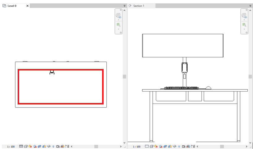 Base of monitor stand is not showing in plan view in Revit