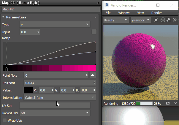How to create a gradient using the Arnold ramp rgb map in 3ds Max