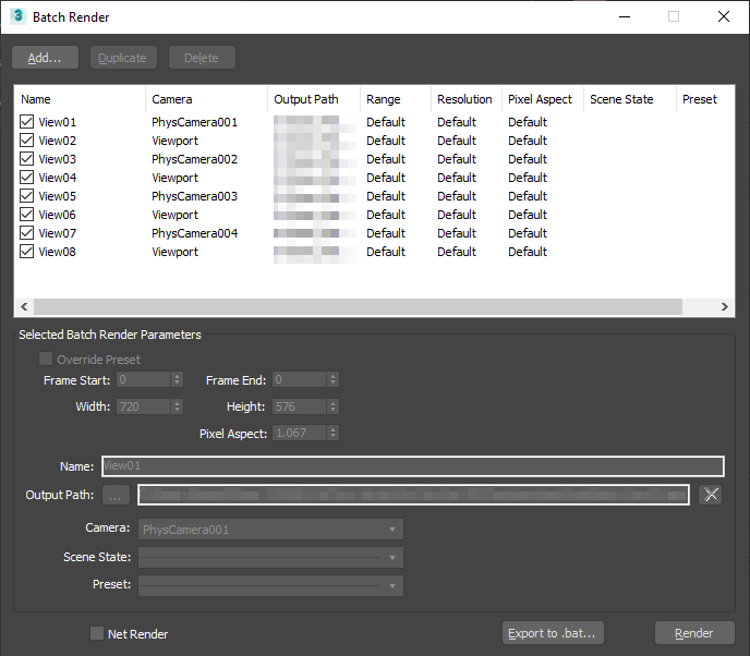 How to automatically assign batch render inputs to a camera in 3ds Max