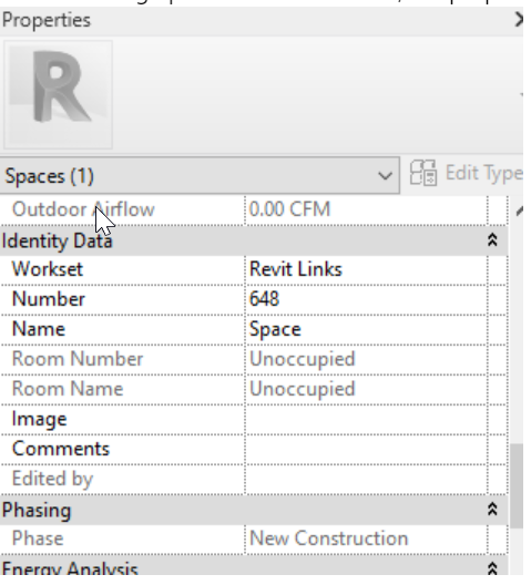 Unable to adjust space names to room names in linked model in Revit