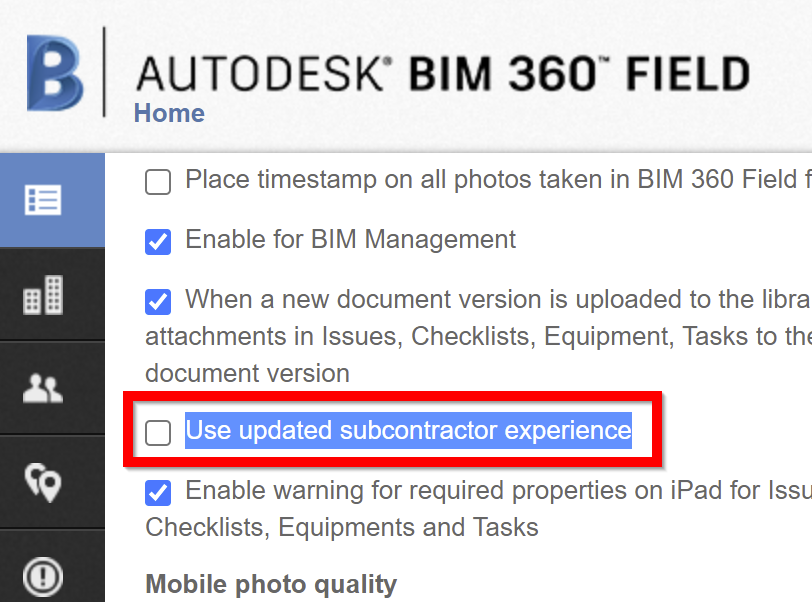 Subcontractor cannot customize the Issues view in BIM 360 Field