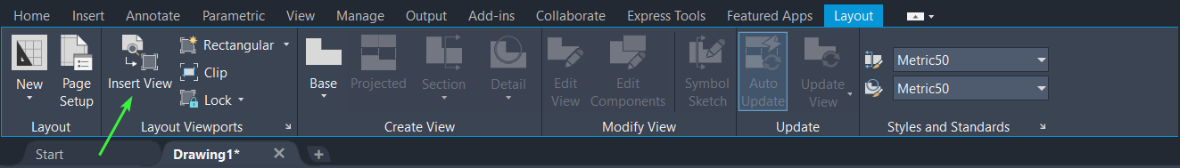 Insert View icon is missing from Layout ribbon tab in AutoCAD Architecture