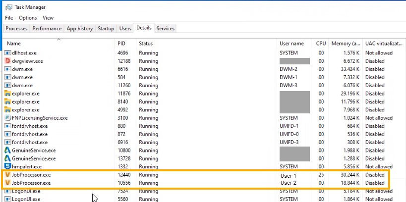 Vault Job Processor shows no processing details and log has entries like "The communication ...