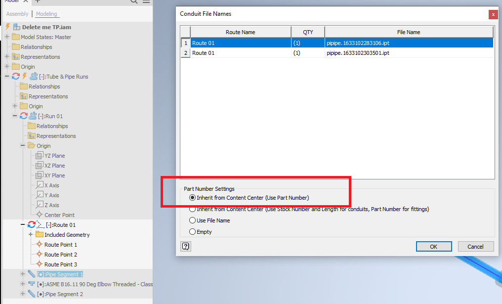 How to use Content Center part numbers in tube & pipe BOM's and Parts ...