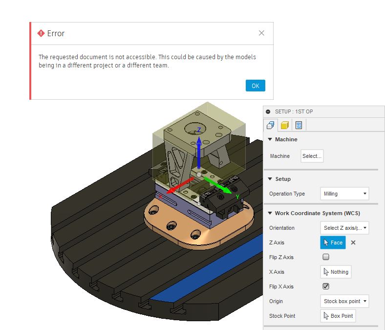 "The requested document is not accessible" or "cannot load machine model" when selecting Machine ...