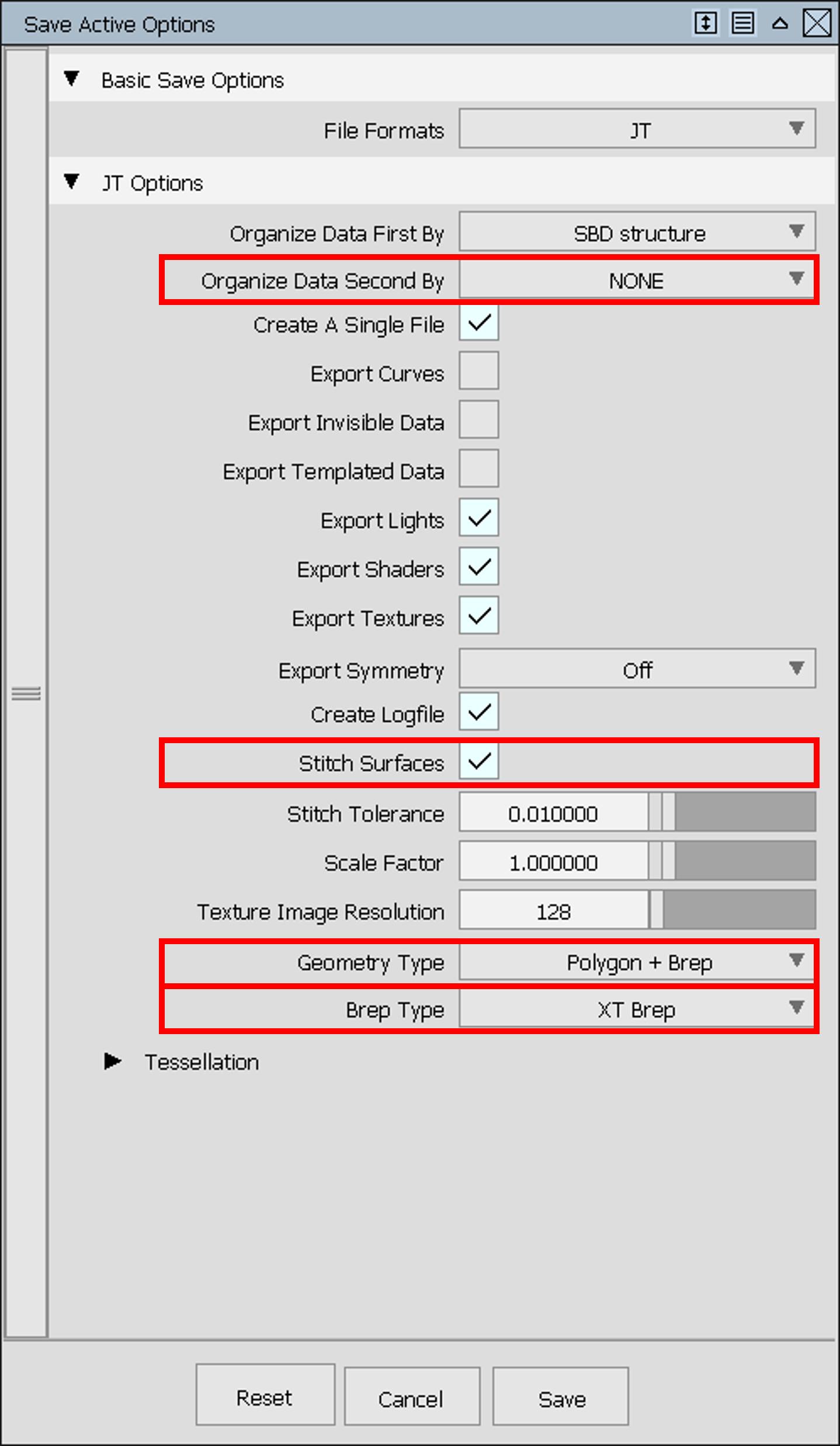 JT file export stitch is failing in ALIAS
