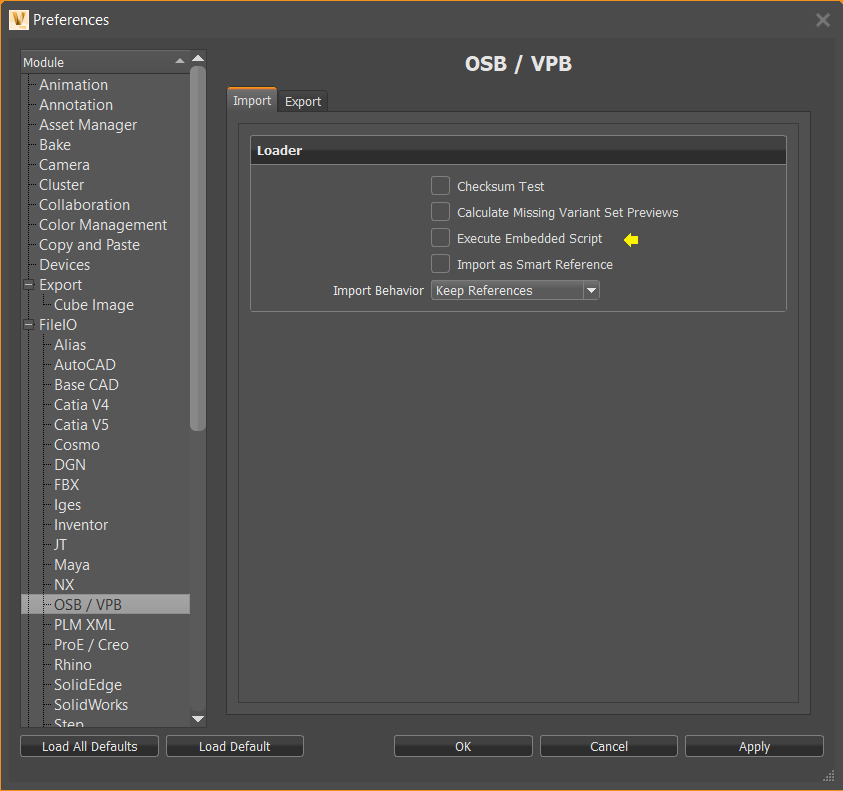 Opening a file executes automatically the embedded script in VRED