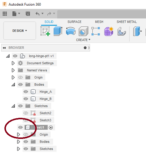 Browser expand triangle disappears when mouse hovers over in Fusion 360