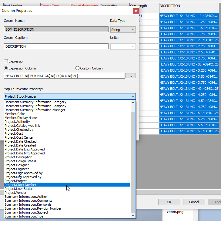 How to customize a description in Content Center of Inventor