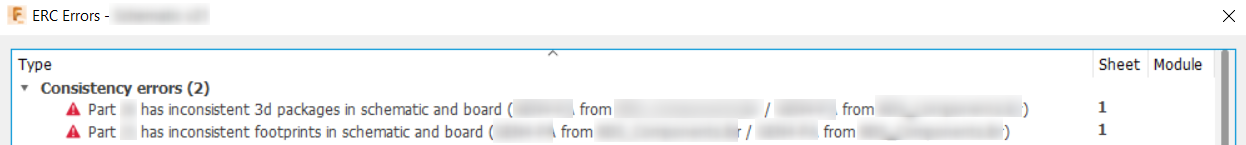在 Autodesk Fusion 中打开或编辑文件时显示“原理图/PCB 同步已停用： 运行 ERC