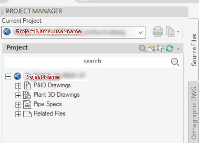 在 AutoCAD Plant 3D 中打开协作项目时项目名称更改