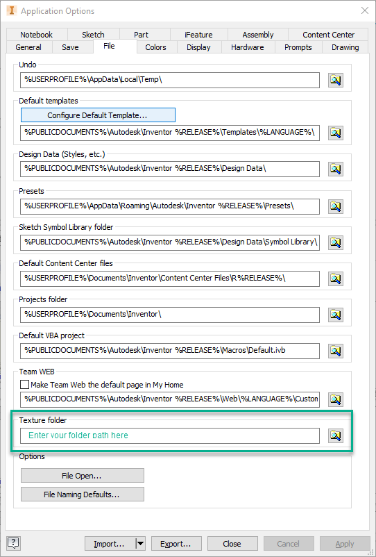How to share custom Inventor textures with other Vault users