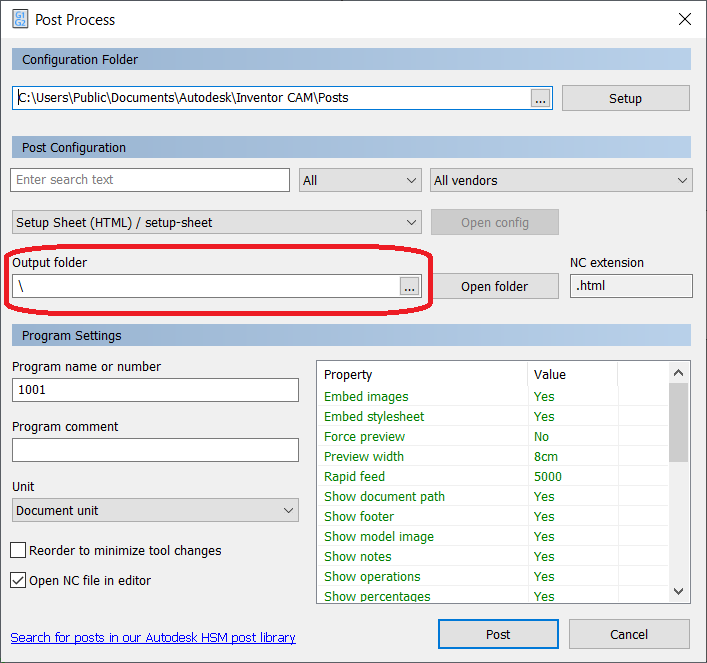 Part Picture using HTML setup sheet postprocessor is not visible in Inventor CAM