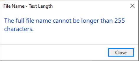 "The full file name cannot be longer than 255 characters." when opening or saving drawings in ...