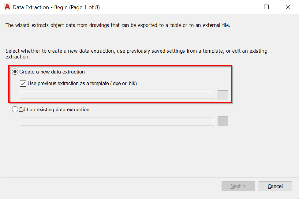 Blocks removed and added back to the current drawing are missing when creating a Data Extraction ...