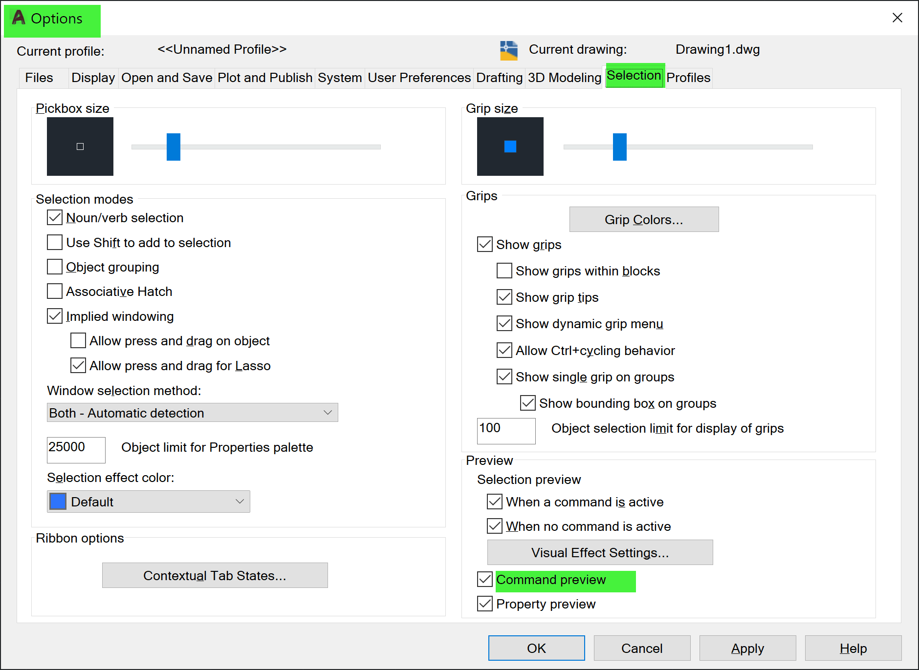 Selection Cycling Does Not Work During TRIM Or EXTEND Command In AutoCAD