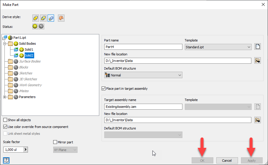 Buttons greyed out in Make Components / Make Part dialogue after installing Inventor 2022.2 Update
