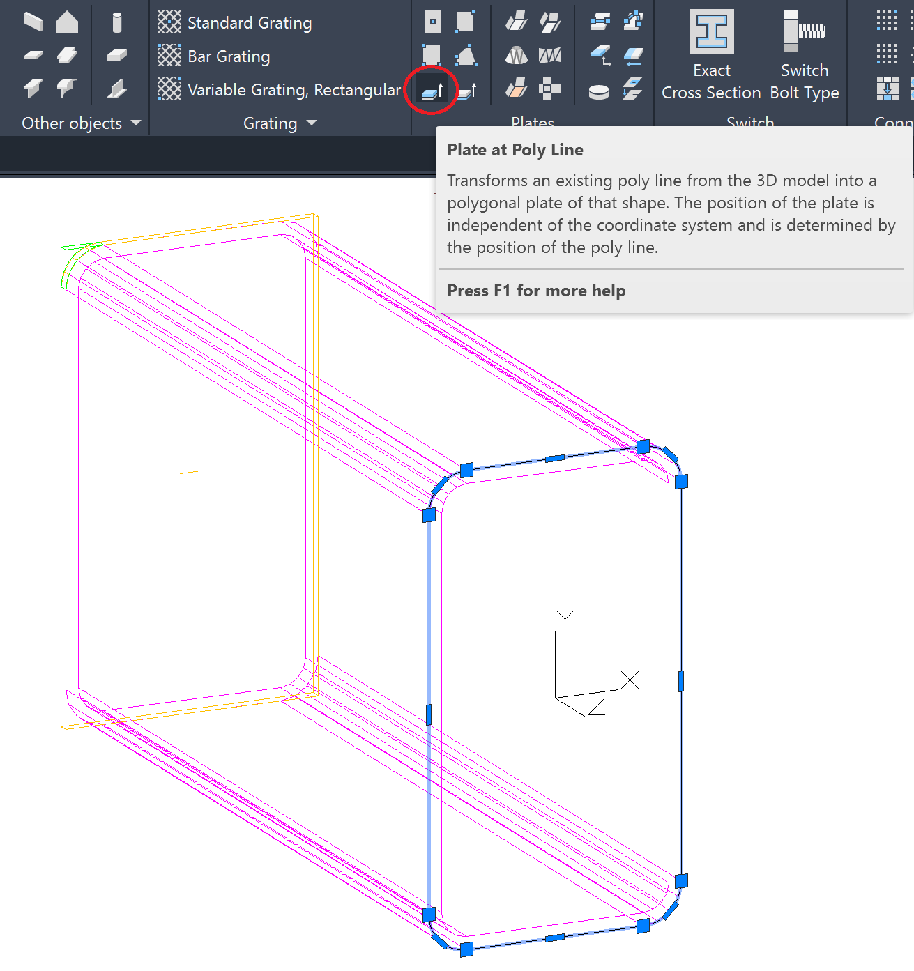 How to cut a plate on an exact profile in Advance Steel