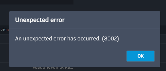 "Se ha producido un error inesperado. (8002)" al intentar acceder a los ...