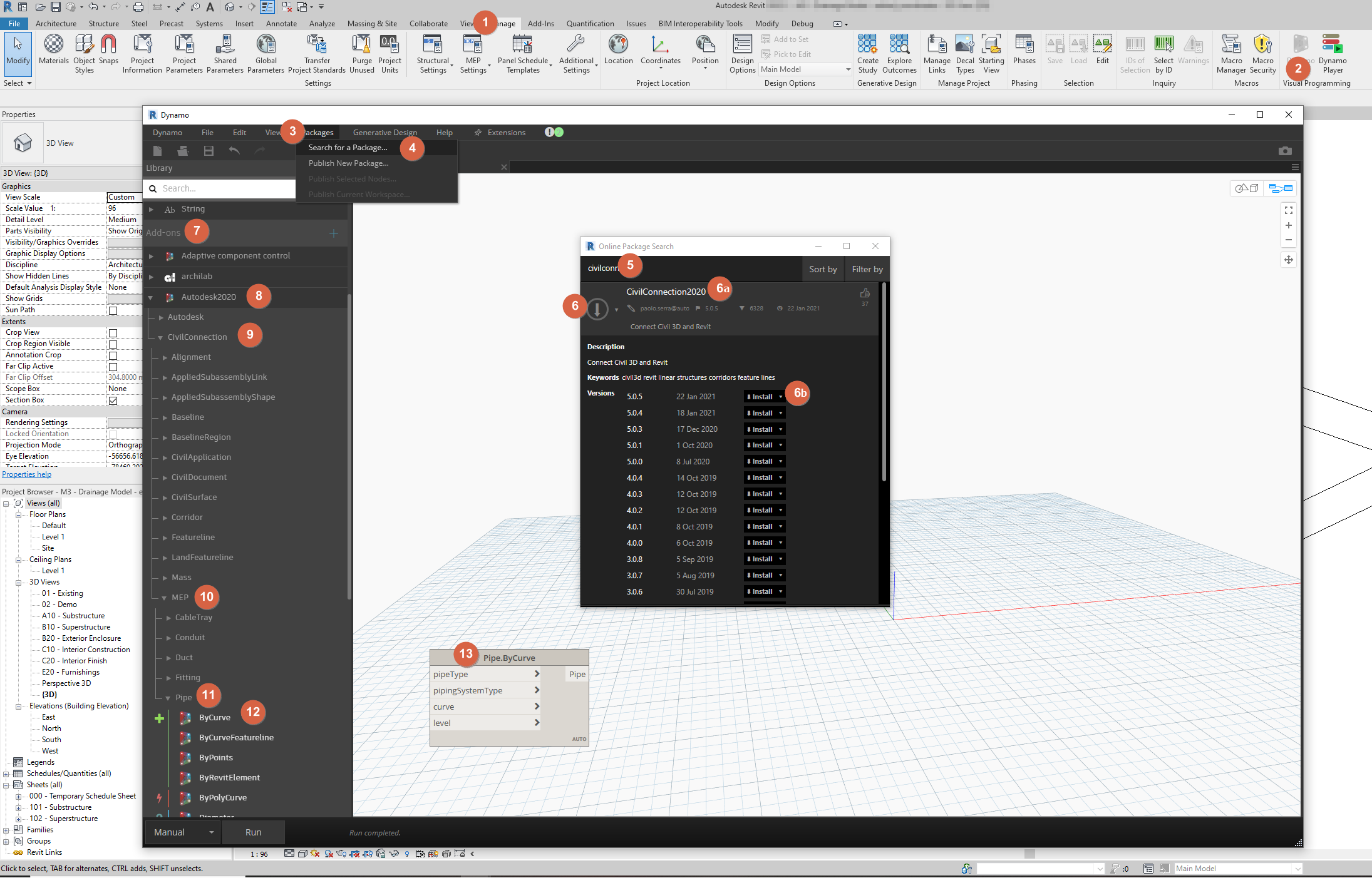 如何在 Civil 3D 和 Revit 之间使用 CivilConnection