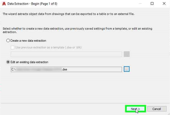 Next button unresponsive after selecting "Edit existing extraction" in ...