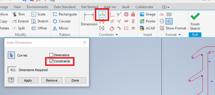 One block in a sketch will not extrude in Inventor