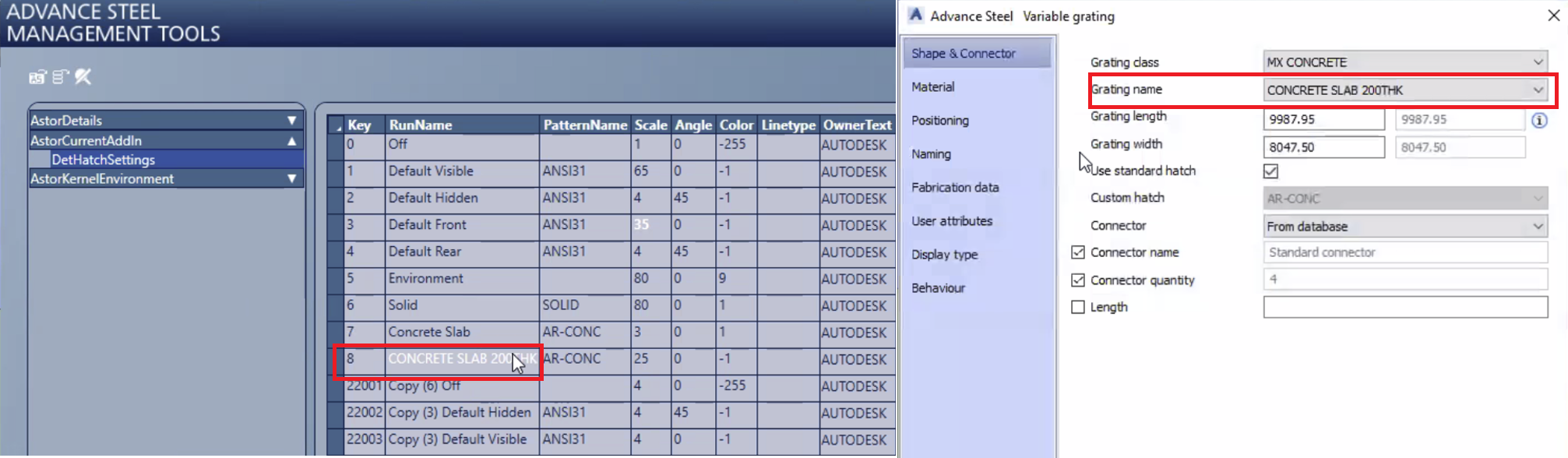How to display in drawings a customize concrete hatch on a grating cut ...